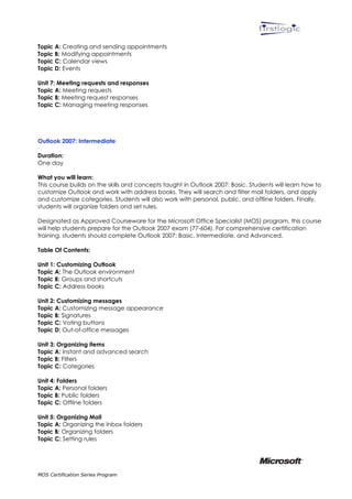 Microsoft office course outline | PDF