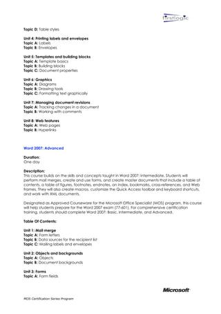 Microsoft office course outline | PDF