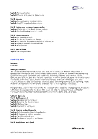 Microsoft office course outline | PDF