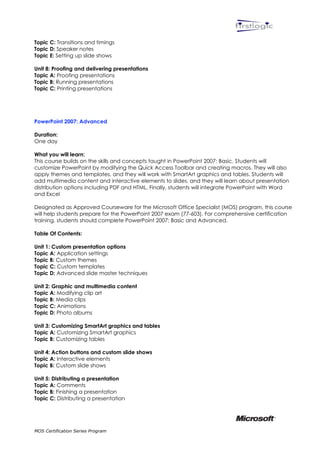Microsoft office course outline | PDF