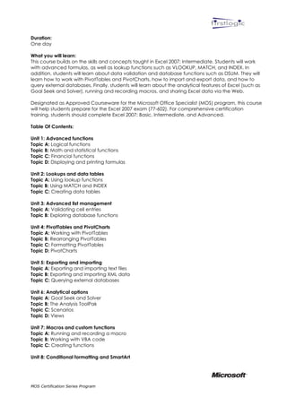 Microsoft office course outline