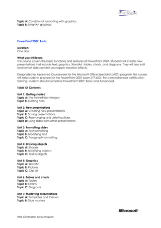 Microsoft office course outline