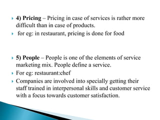 SERVICE DIMENSIONS AND MARKETING MIX | PPTX