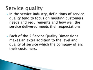 SERVICE DIMENSIONS AND MARKETING MIX | PPTX