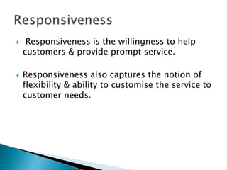 SERVICE DIMENSIONS AND MARKETING MIX | PPTX