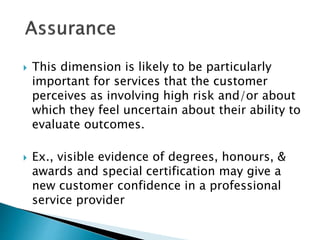 SERVICE DIMENSIONS AND MARKETING MIX | PPTX