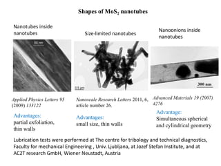 MoS2 NanoTubes as efficient additive to lubricants | PDF | Physics ...