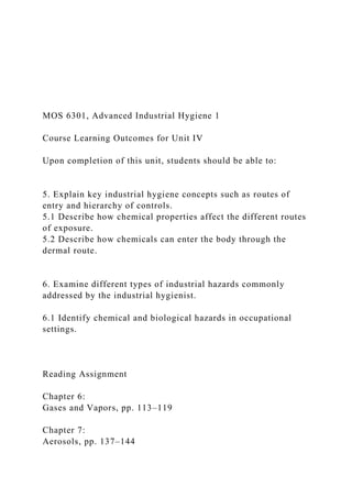 MOS 6301, Advanced Industrial Hygiene 1 Course Learni.docx