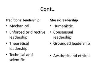 Mosaic leadership approach to address pluralism | PPT