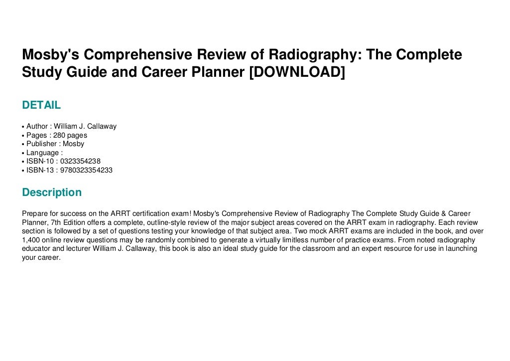 Mosby's Comprehensive Review of Radiography: The Complete Study