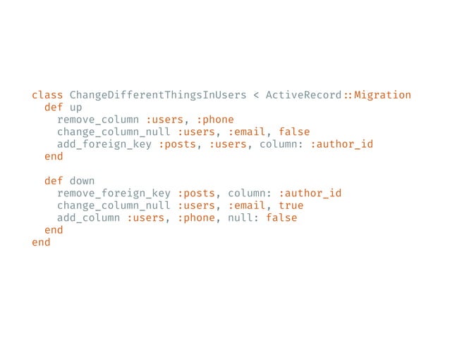 Database schema management in Ruby apps | PPT
