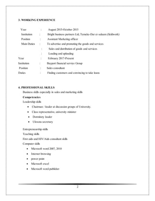 Mose cv | DOCX | Business | Business and Finance