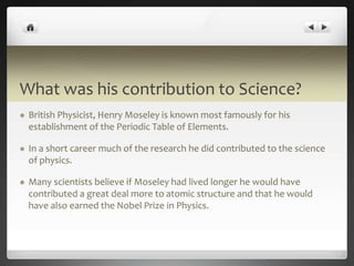 Henry Moseley Atomic Model