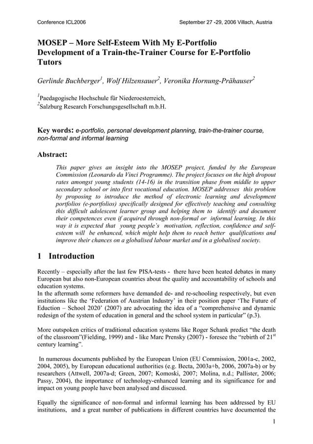 MOSEP paper - ICL Conference 2007 | PPT