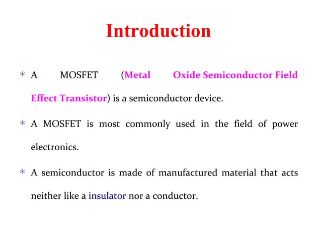 Mosfet | PPT | Consumer Electronics | Technology & Computing