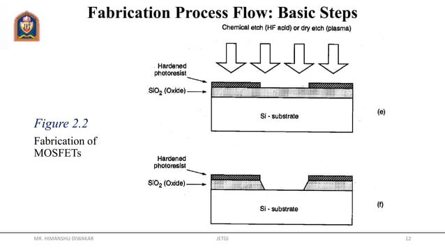 MOSFET fabrication 12 | PPTX | Chemistry | Science