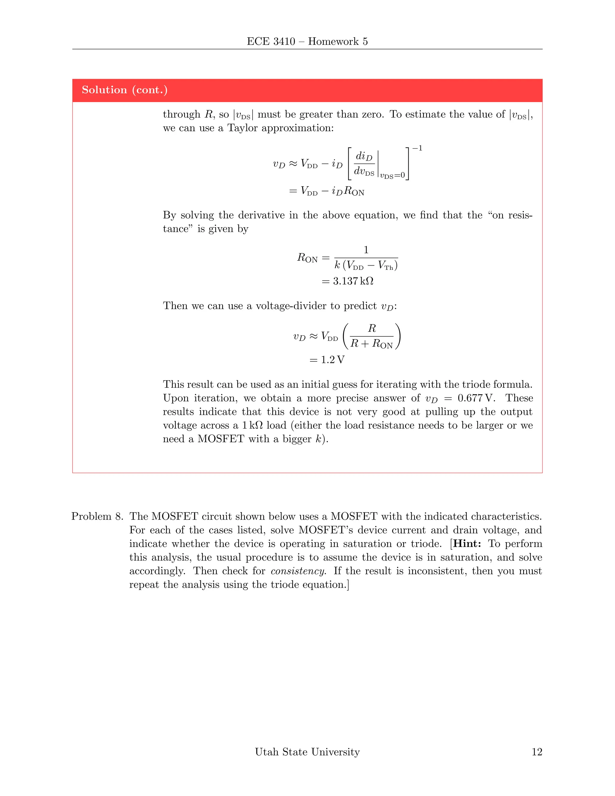MOSFET Homework solution- Elctronicc Devices | PDF