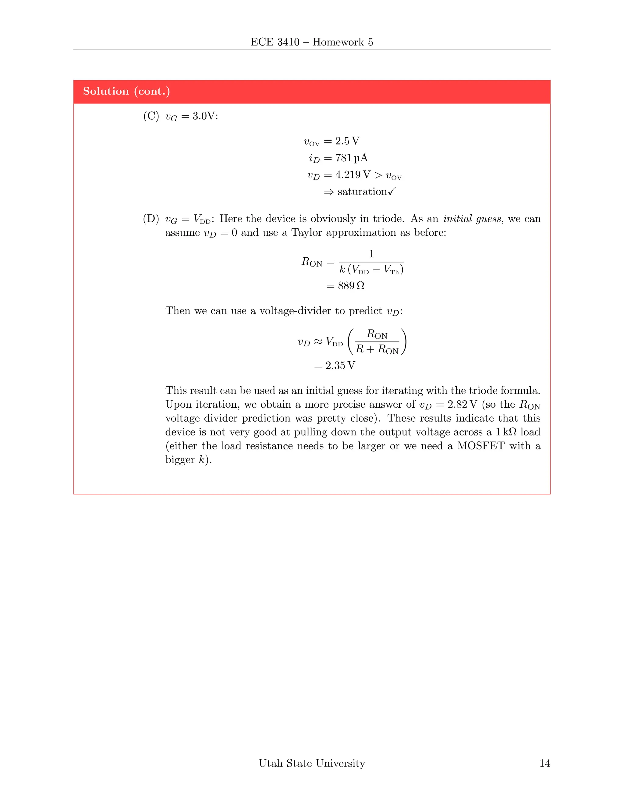 MOSFET Homework solution- Elctronicc Devices | PDF