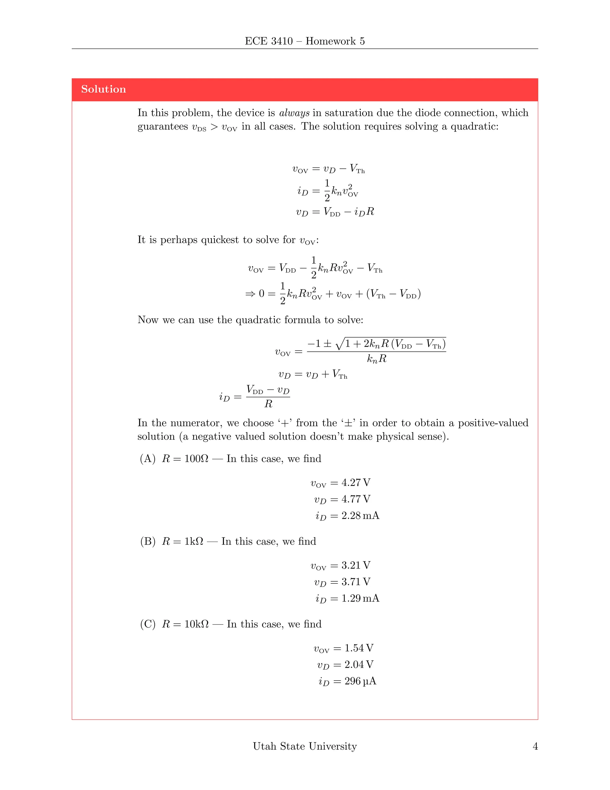 MOSFET Homework solution- Elctronicc Devices | PDF