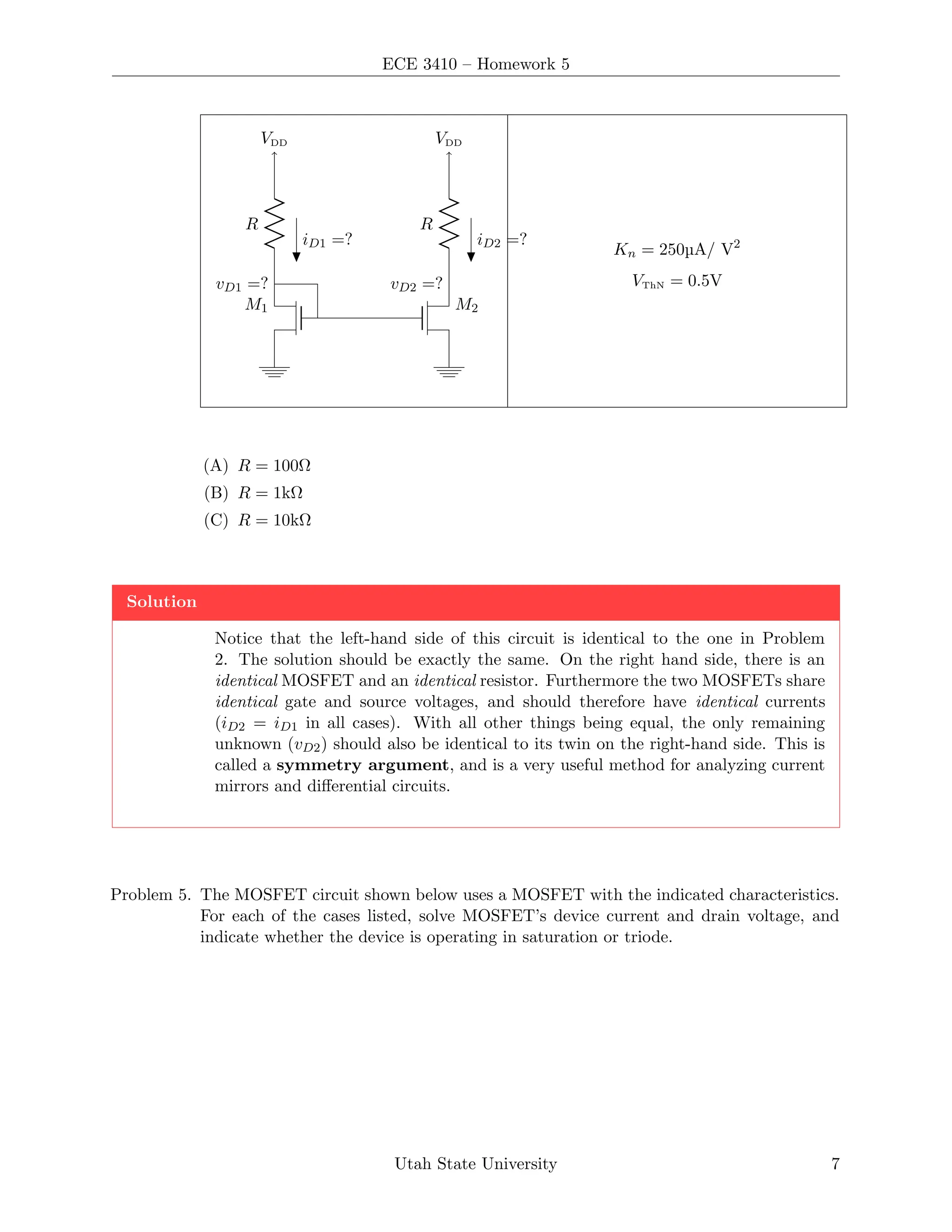 MOSFET Homework solution- Elctronicc Devices | PDF