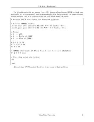 MOSFET Homework solution- Elctronicc Devices | PDF