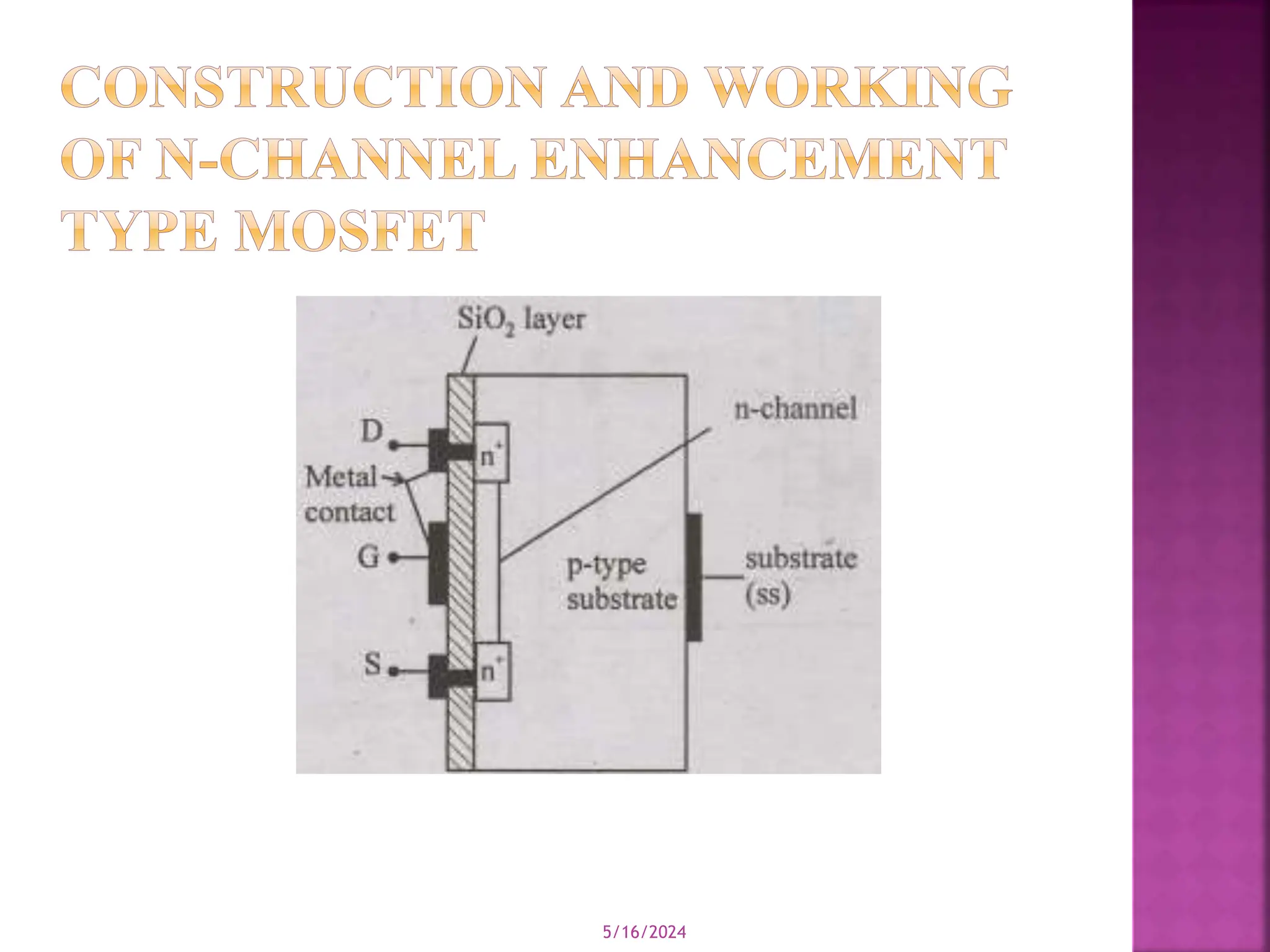 MOSFET OPERATIONS and its types Enhancement and Depletion types | PPTX
