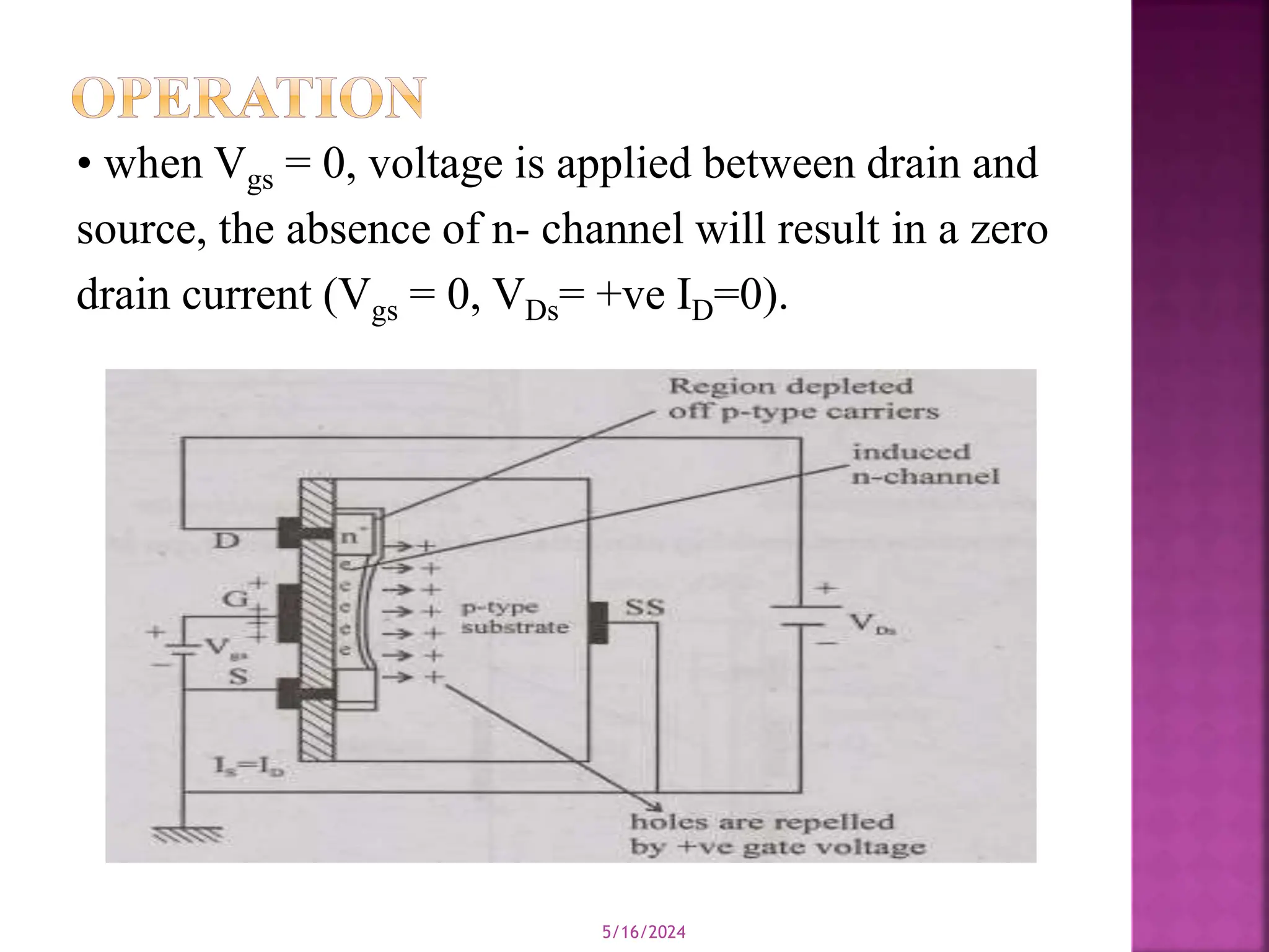 MOSFET OPERATIONS and its types Enhancement and Depletion types | PPTX