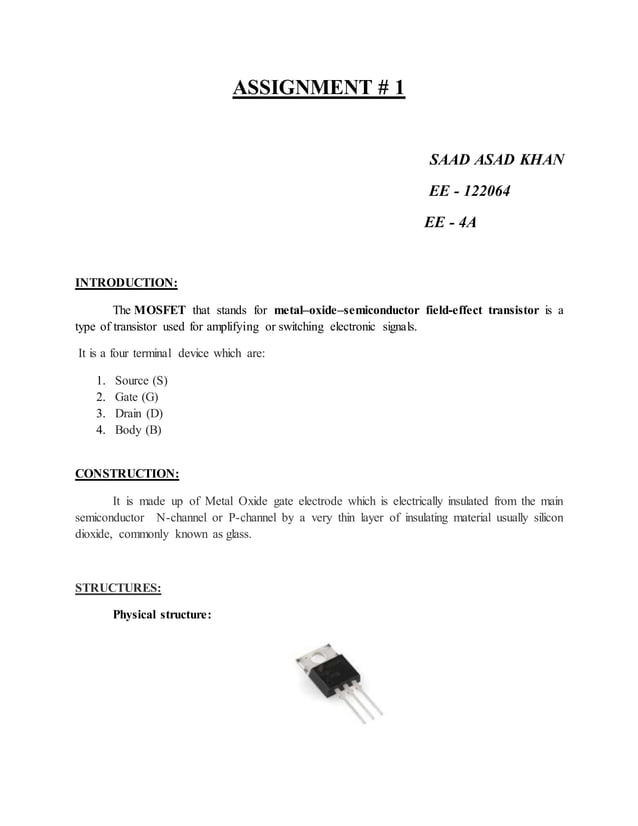 Mosfets | DOCX | Consumer Electronics | Technology & Computing