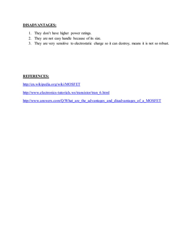 Mosfets | DOCX | Consumer Electronics | Technology & Computing