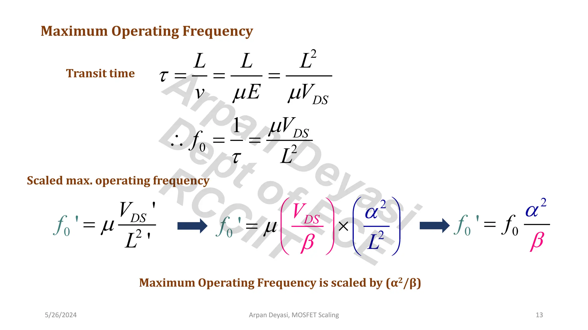 Scaling in conventional MOSFET for constant electric field and constant voltage | PDF