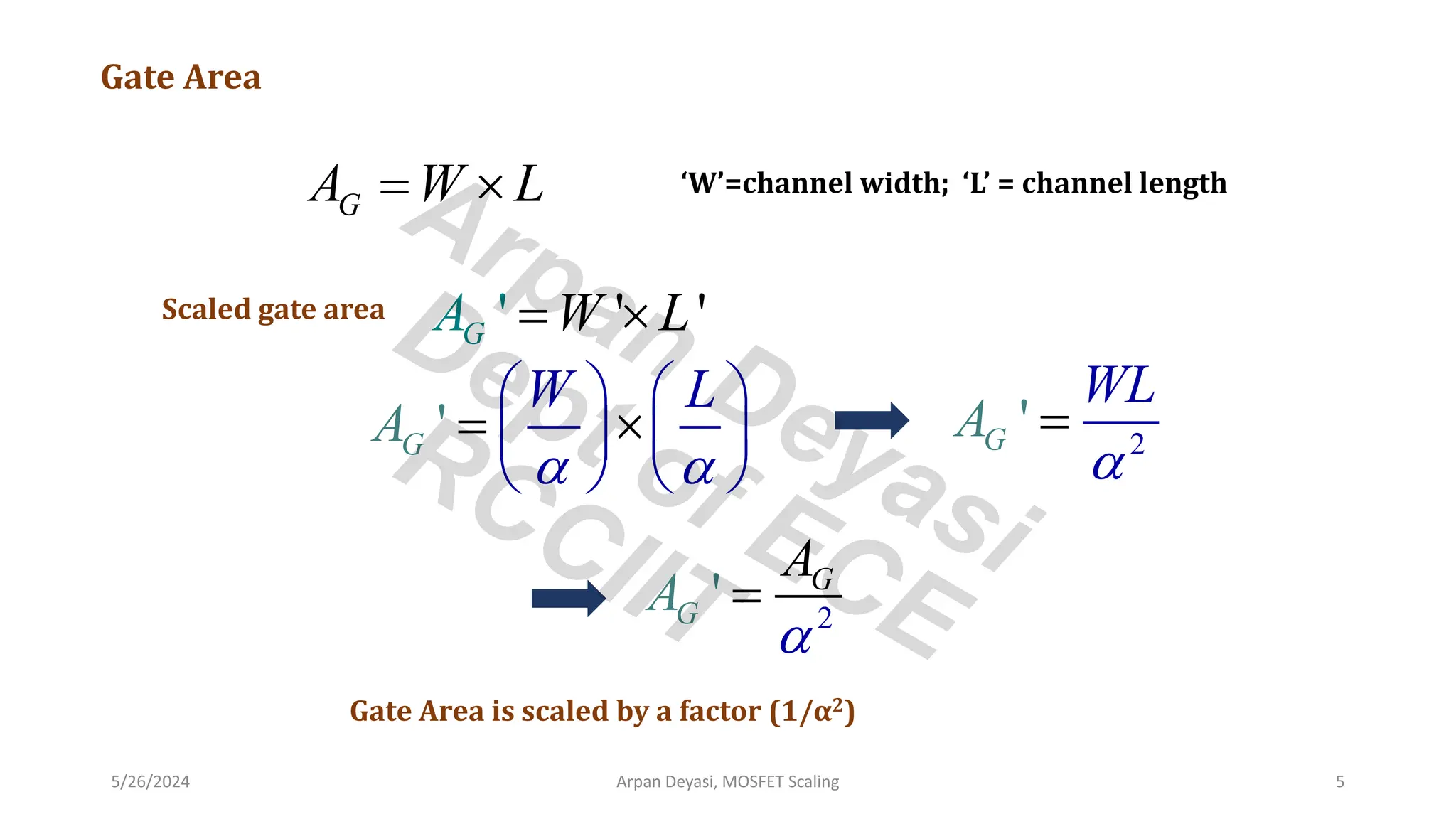 Scaling in conventional MOSFET for constant electric field and constant ...