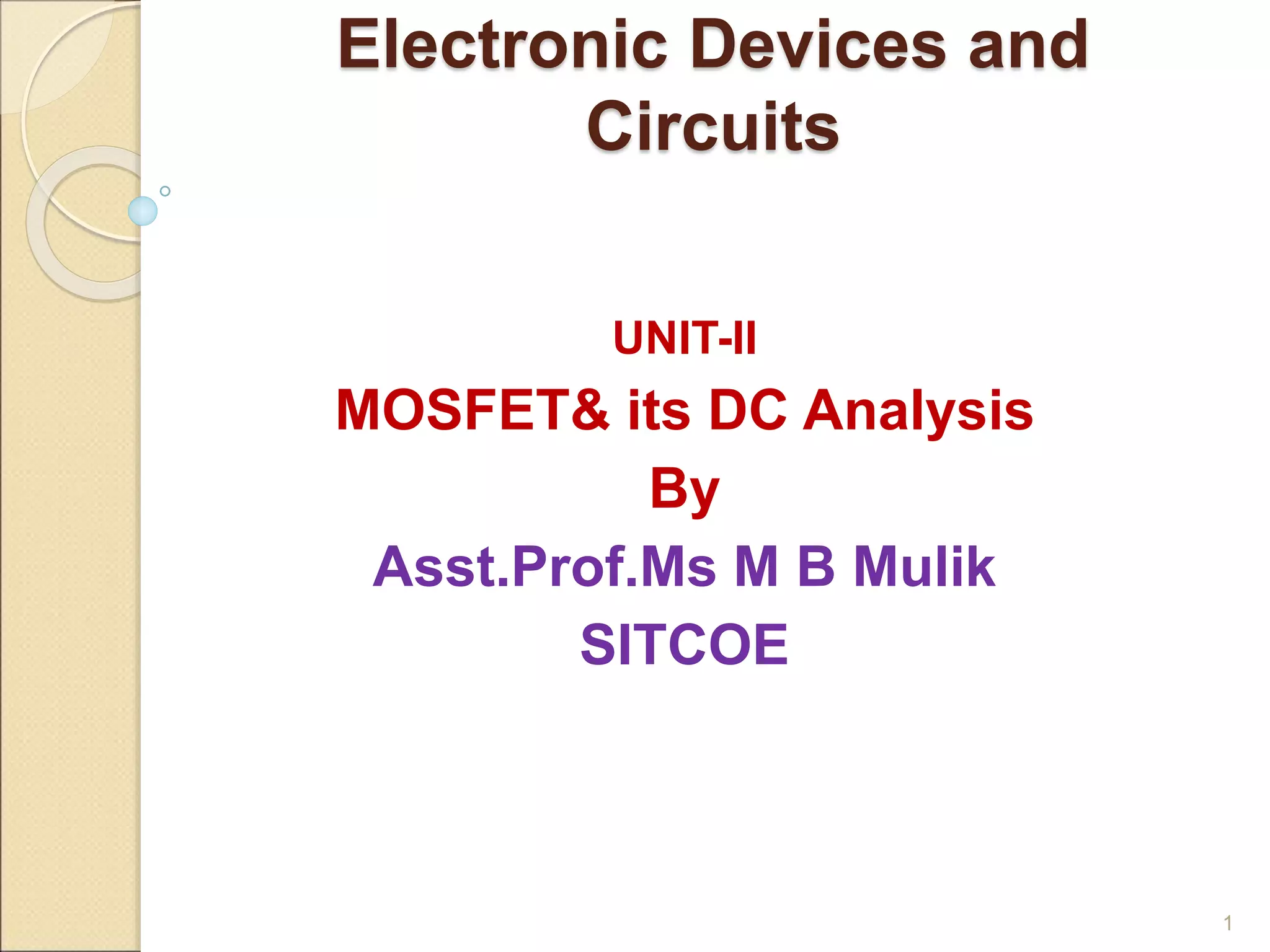 Mosfet unit 2 | PPT
