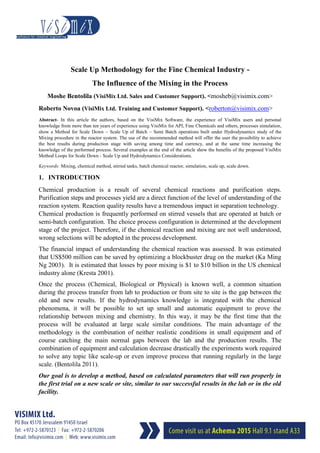 Scale Up Methodology for the Fine Chemical Industry - The Influence of the Mixing in the Process ...
