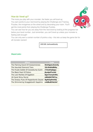 Moshi monsters help | DOCX