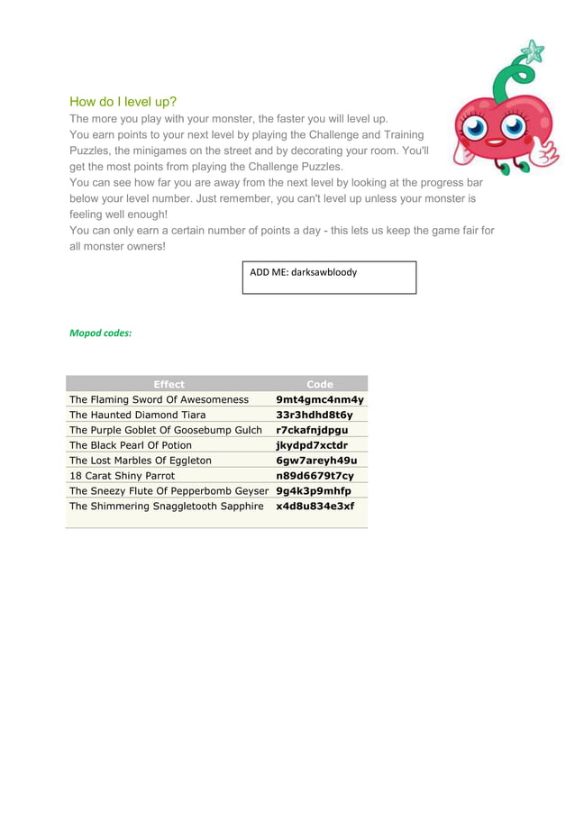 Moshi monsters help | PDF