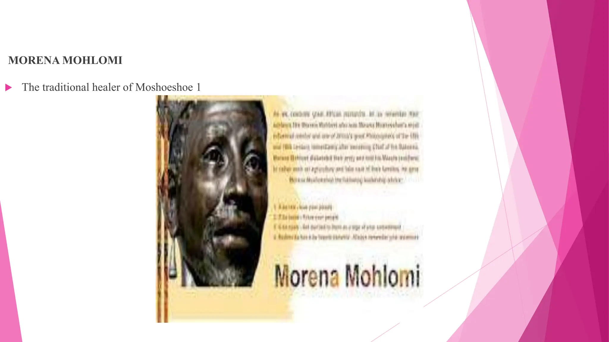 Morena Moshoeshoe 1 and Morena Mohlomi . | PPTX