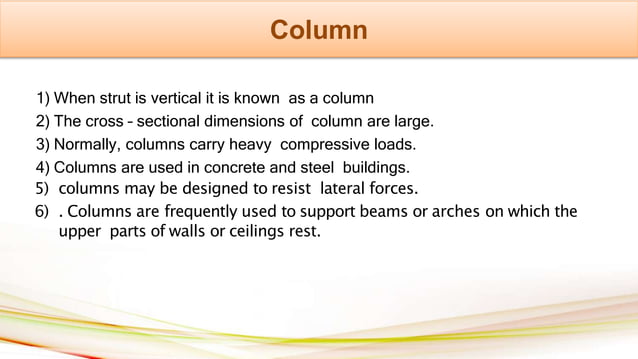 column and strut difference between them | PPTX | Physics | Science