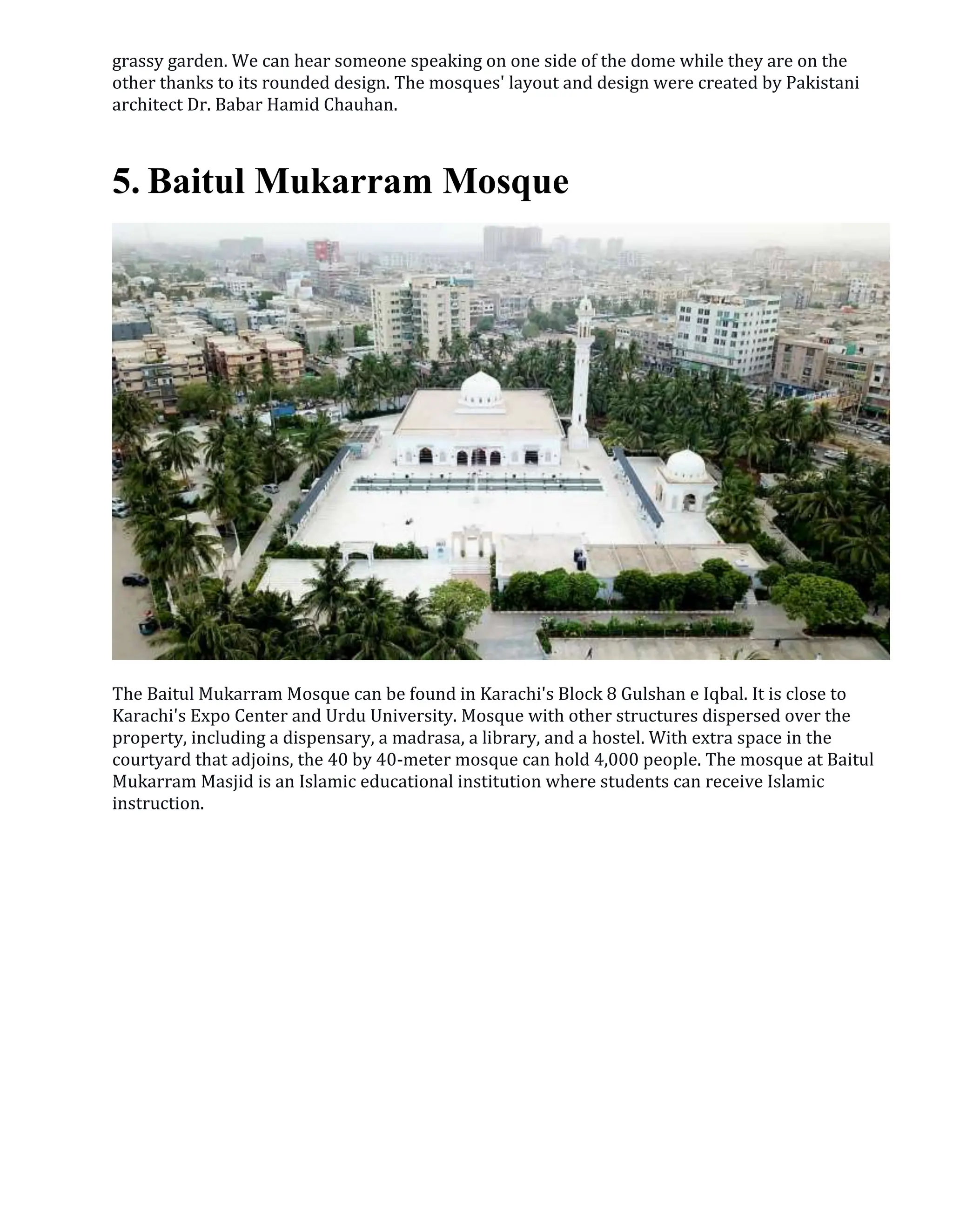 The Largest & Famous Mosques of Karachi | DOCX
