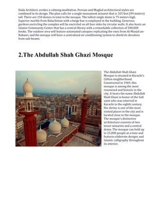 The Largest & Famous Mosques of Karachi | DOCX