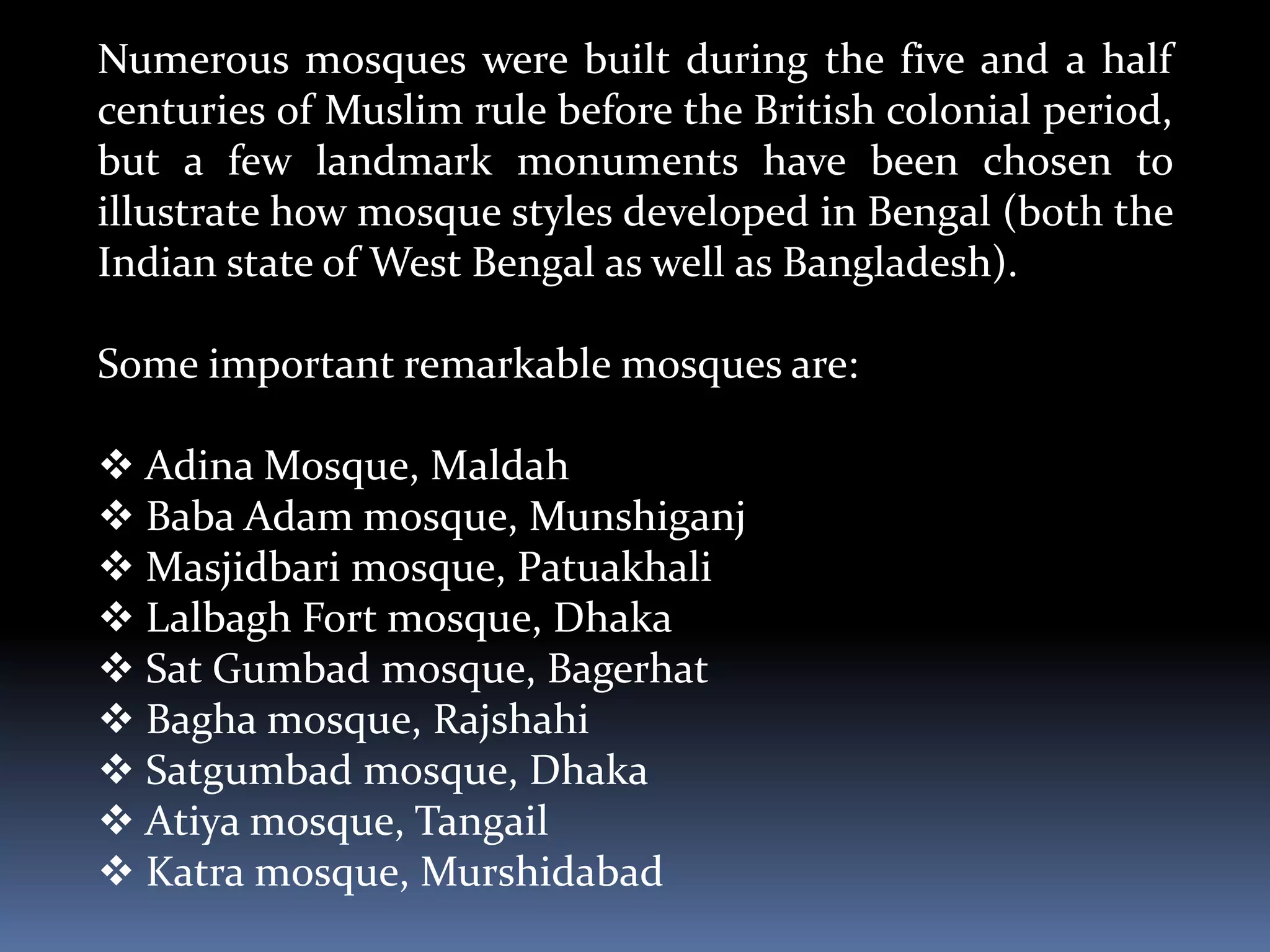 Mosque architecture of Bangladesh | PPTX