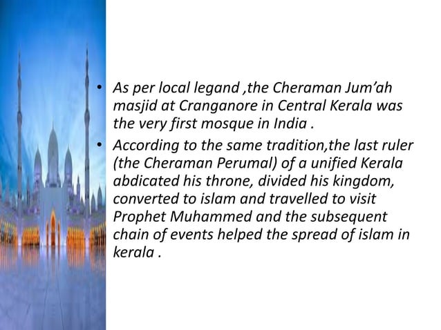 Mosque & History of Islamic Architecture in Kerala | PPTX | Islam ...