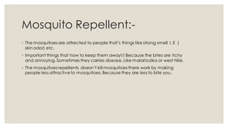 mosquito repellent uses, combination and examples | PDF