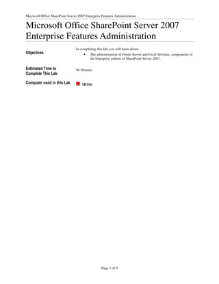 Moss2007 Enterprise Features Administration | PDF