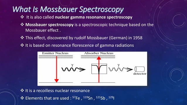 Mossbauer spectrosopy sujith | PPTX | Chemistry | Science