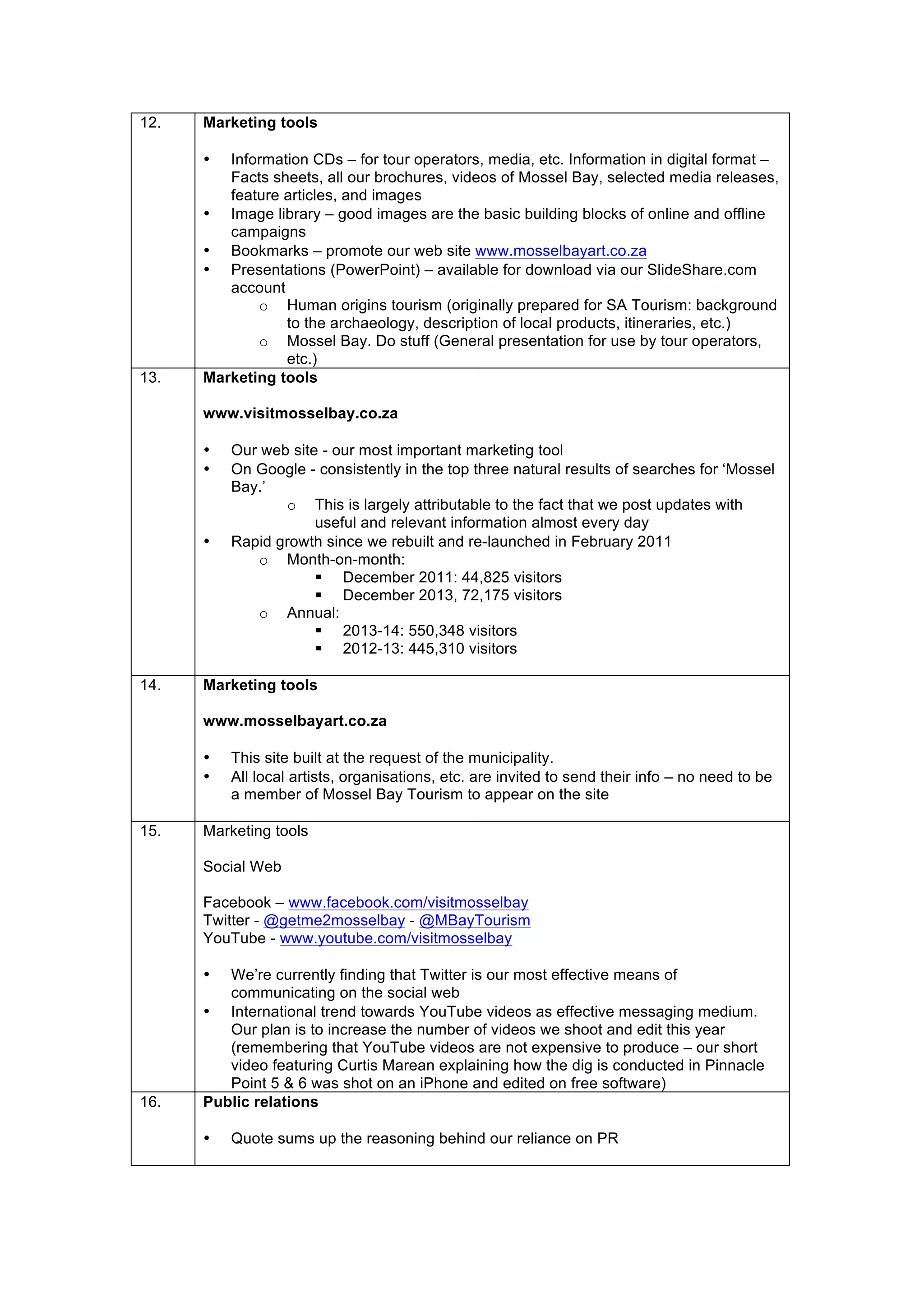 Mossel Bay Tourism 2013-14 Speaker Notes | PDF | Advertising Industry ...