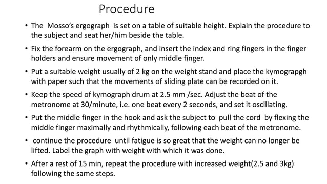 Mosso's ergography (including Video description of instrument and ...