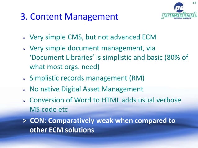 SharePoint Pros & Cons (2007-2010) | PPTX