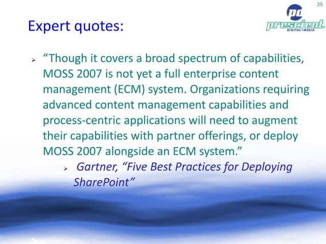 SharePoint Pros & Cons (2007-2010) | PPTX