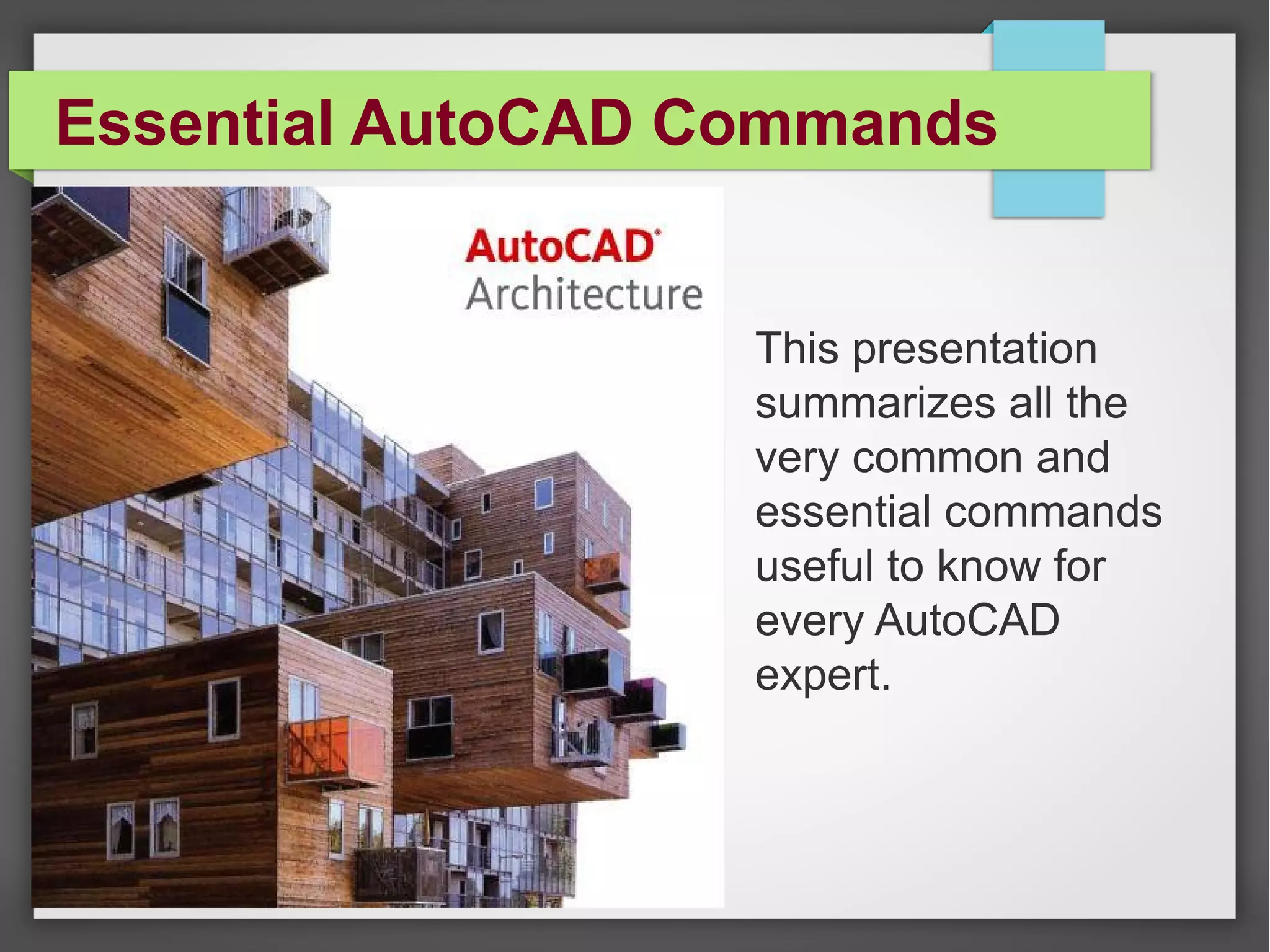 Most Essential AutoCAD Commands | PDF