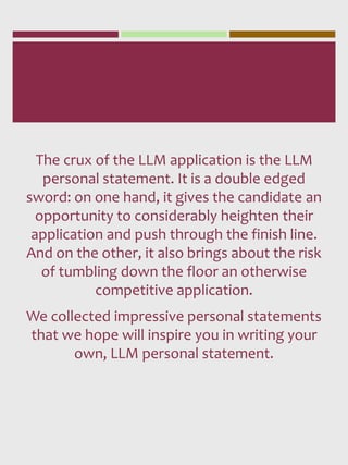Most Impressive LLM Personal Statement Samples Ever | PPTX